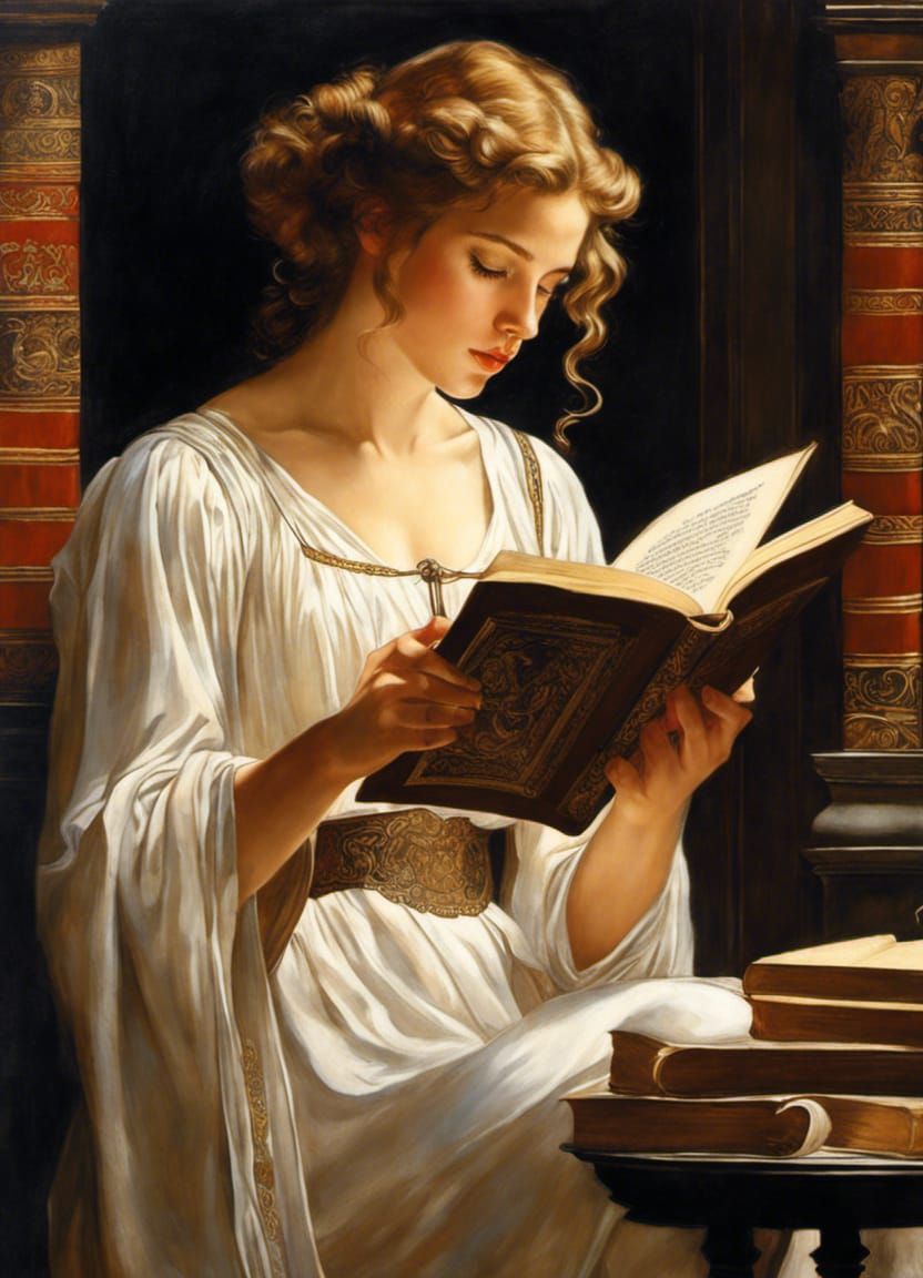 Girl Reading a Book - AI Generated Artwork - NightCafe Creator