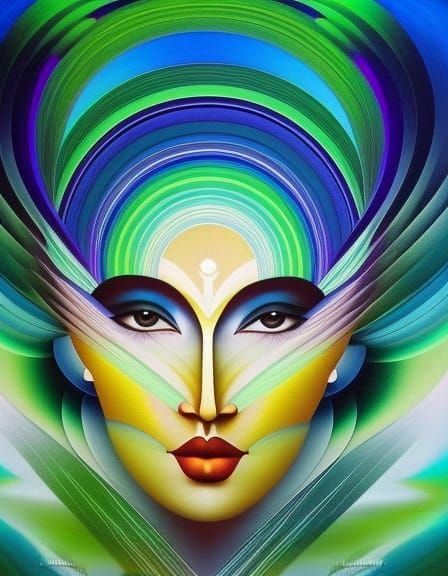 (((geometric lines curves shapes making up goddess of the forest ...