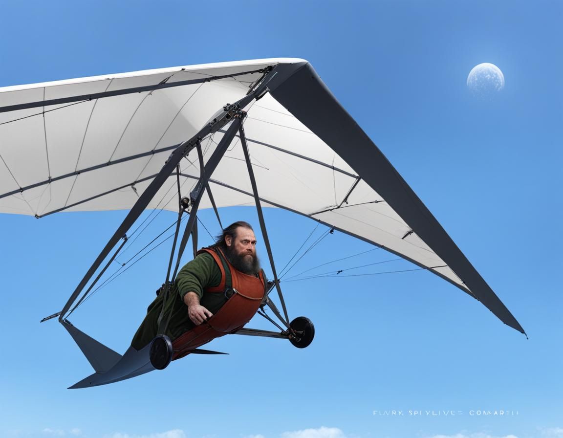 dwarf flying a hand glider - AI Generated Artwork - NightCafe Creator