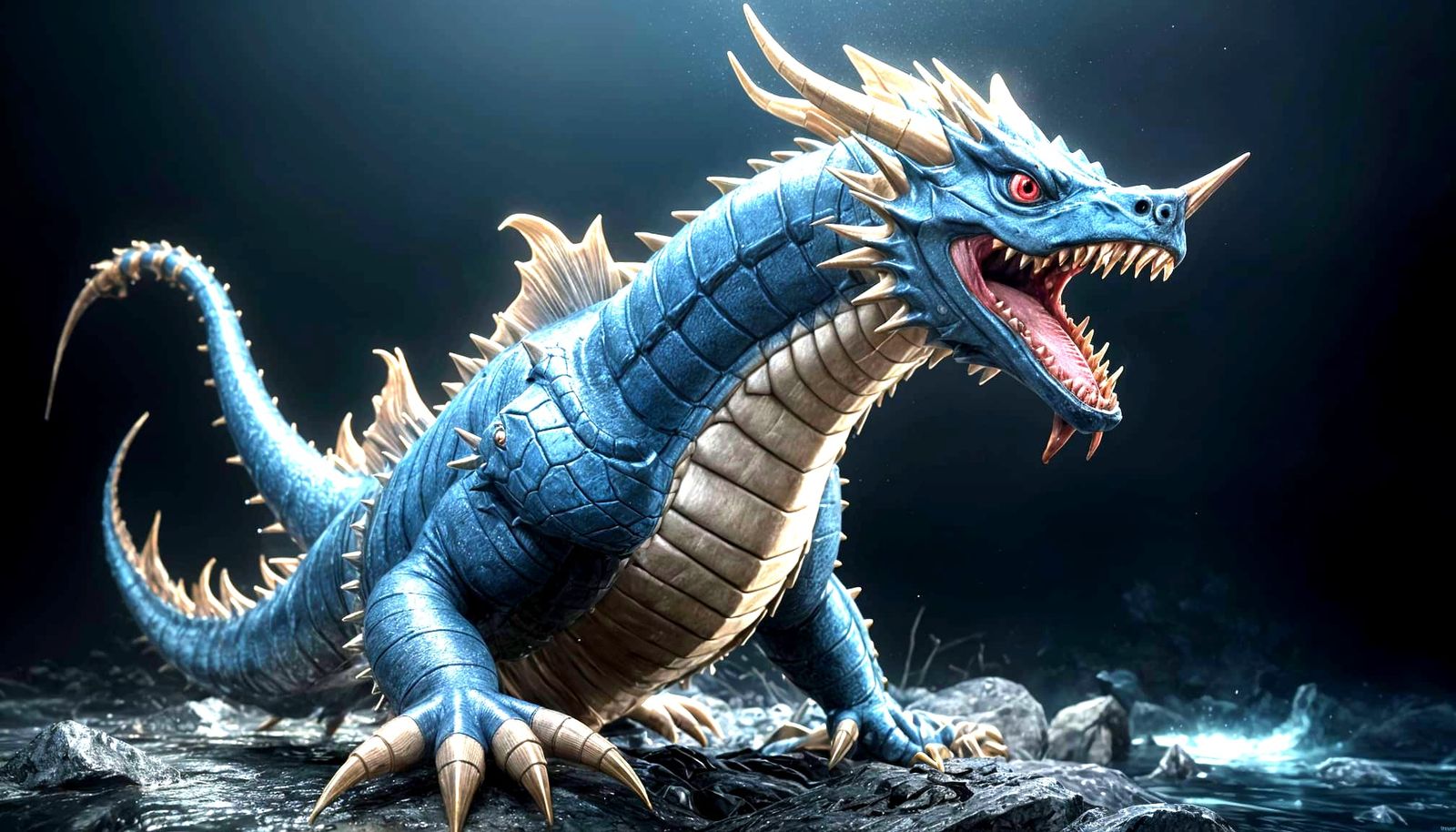 scary Gyarados pokemon on steroids - Cyberpunk-Inspired Gyar...