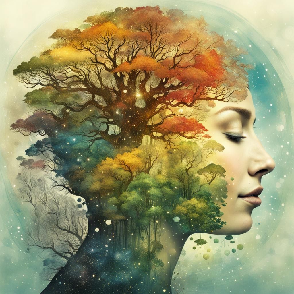 She thinks trees, lives nature - AI Generated Artwork - NightCafe Creator
