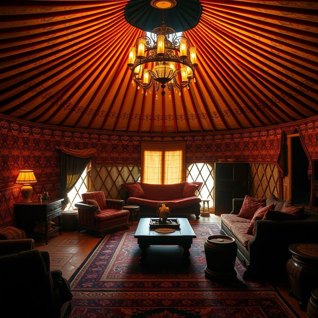 Ethereal Mongolian Yurt Sanctuary - AI Art