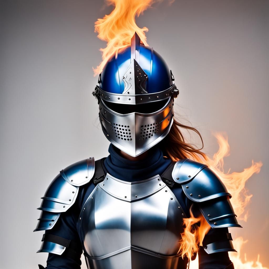 Female knight on fire - AI Generated Artwork - NightCafe Creator