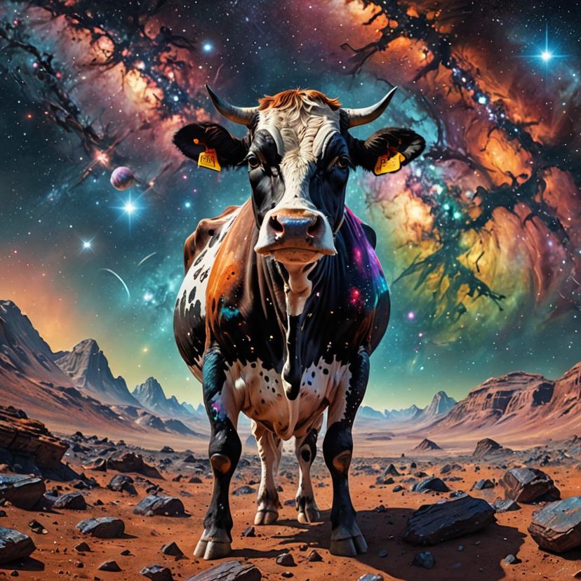 First cow on Mars - AI Generated Artwork - NightCafe Creator