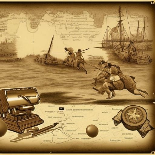 An illustration of a famous historical event, such as a battle, a ...