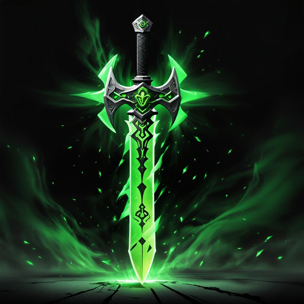 Green radioactive sword - AI Generated Artwork - NightCafe Creator