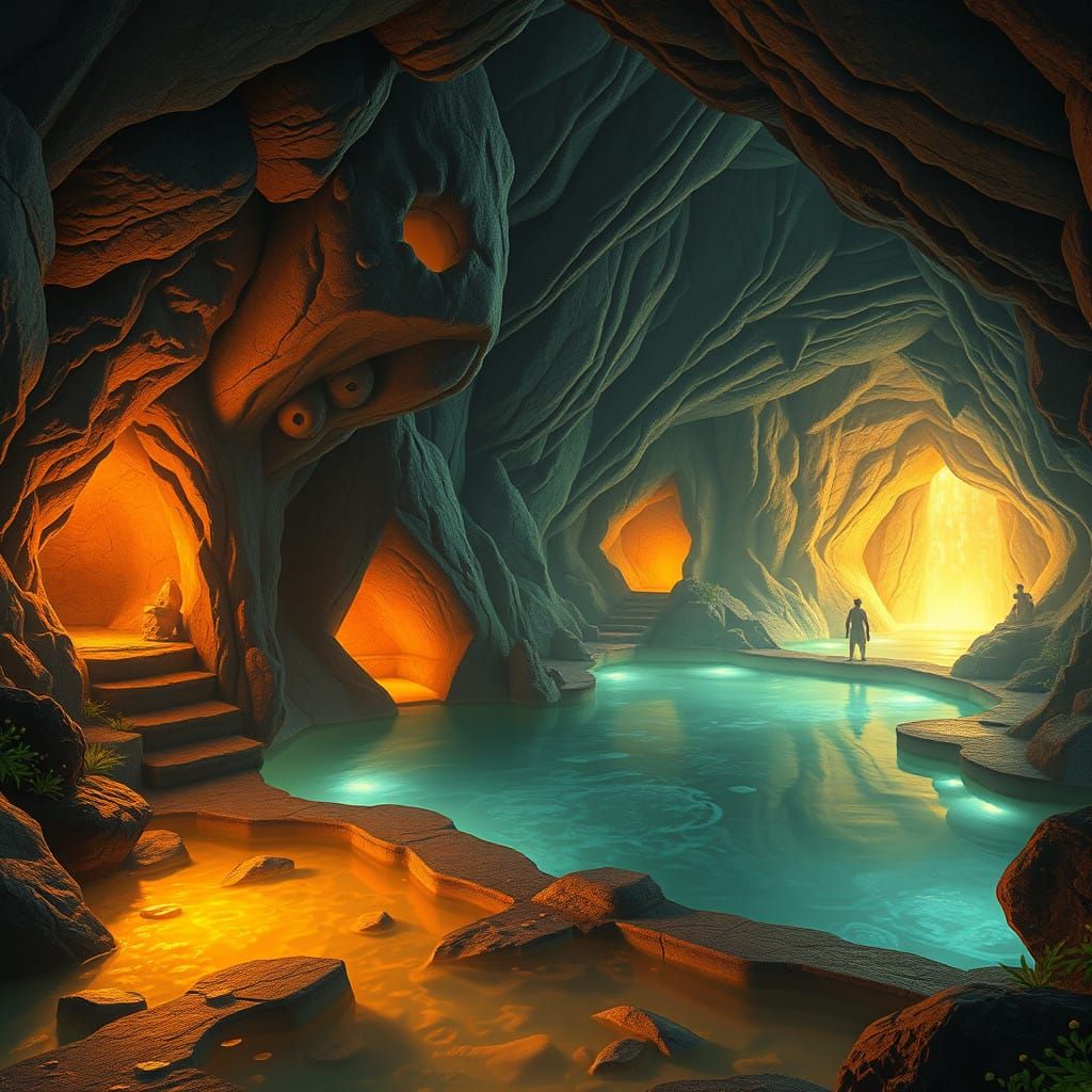 Ethereal Caverns of Iceclaw Highlands Sanctuary - AI Art
