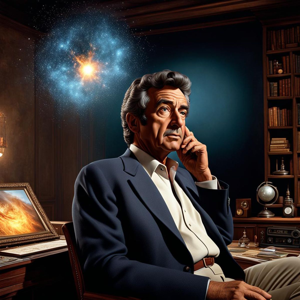 Columbo thinking about a problem / professional photograph wide-angle ...