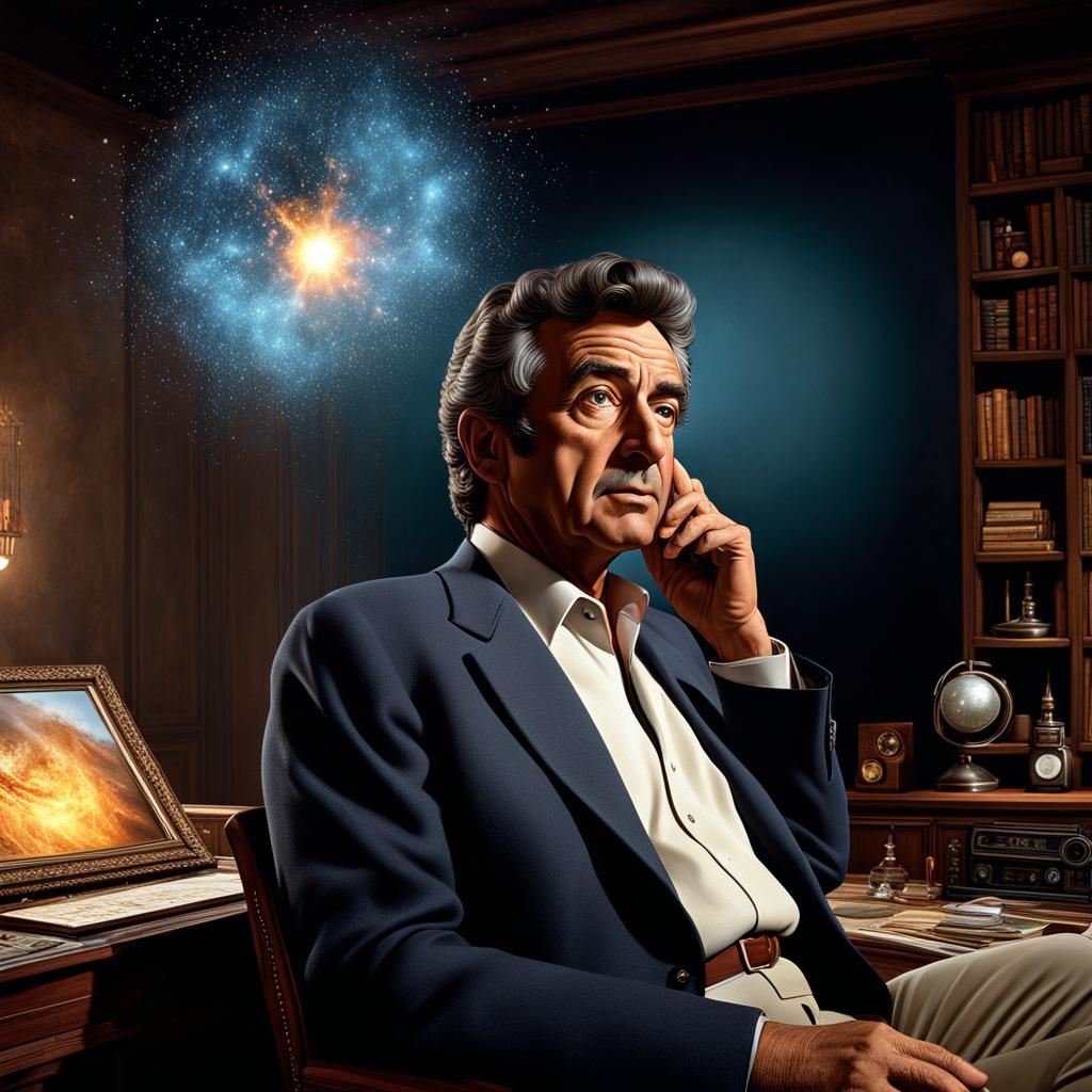 Columbo thinking about a problem / professional photograph wide-angle ...