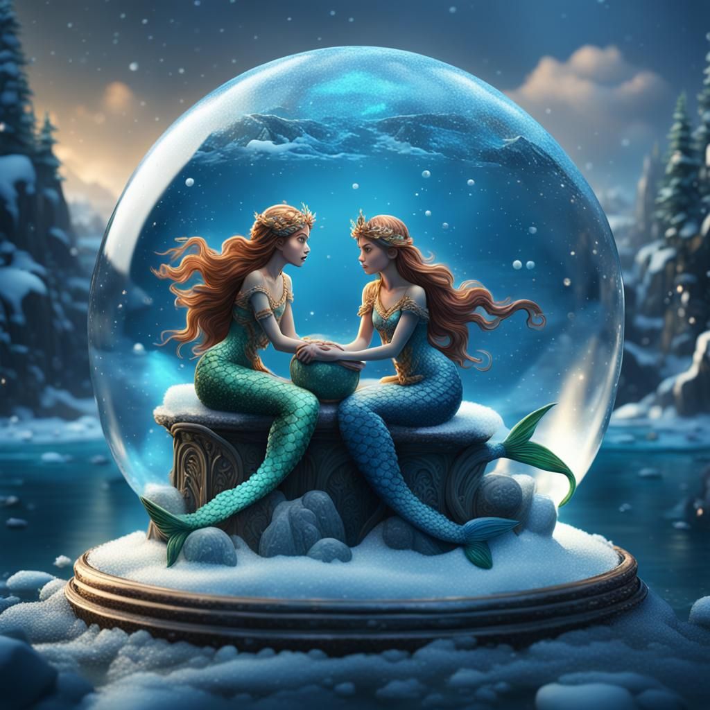 Reflections of Enchantment: The Mermaids' Snow Globe Reverie - AI ...