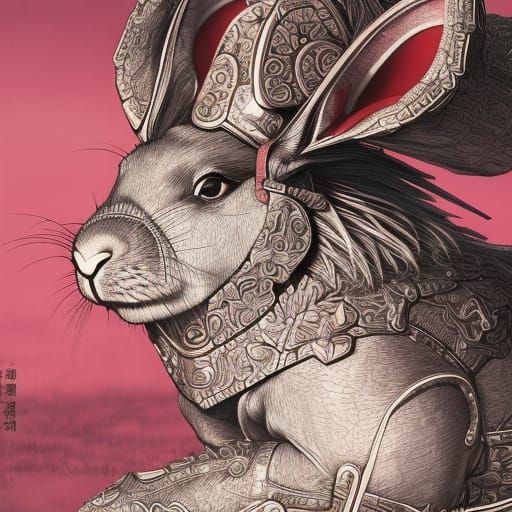 samurai rabbit under sakura!!! japan armor!!! spirit of mischief ...