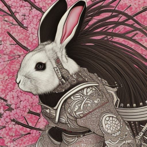 samurai rabbit under sakura!!! japan armor!!! spirit of mischief ...
