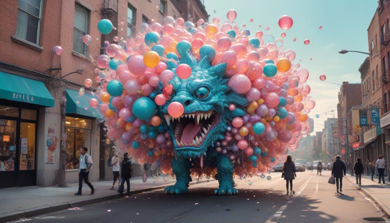 Bubblegum Dragon Monsters roaming the streets!
