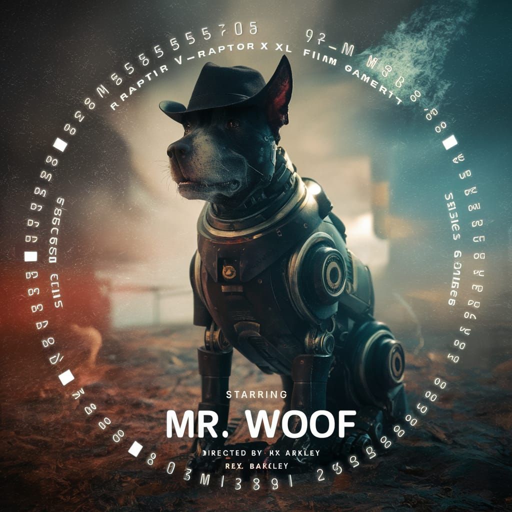 A movie poster for a film about a robotic dog detective. "Starring Mr ...