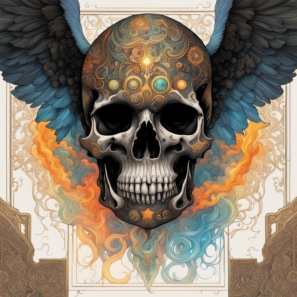 skull flying - AI Generated Artwork - NightCafe Creator