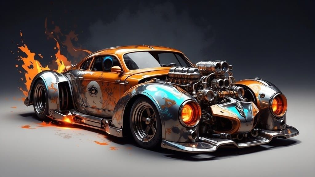 Futuristic Hot Rod Drift Car with Avant-Garde Desi... - AI Art