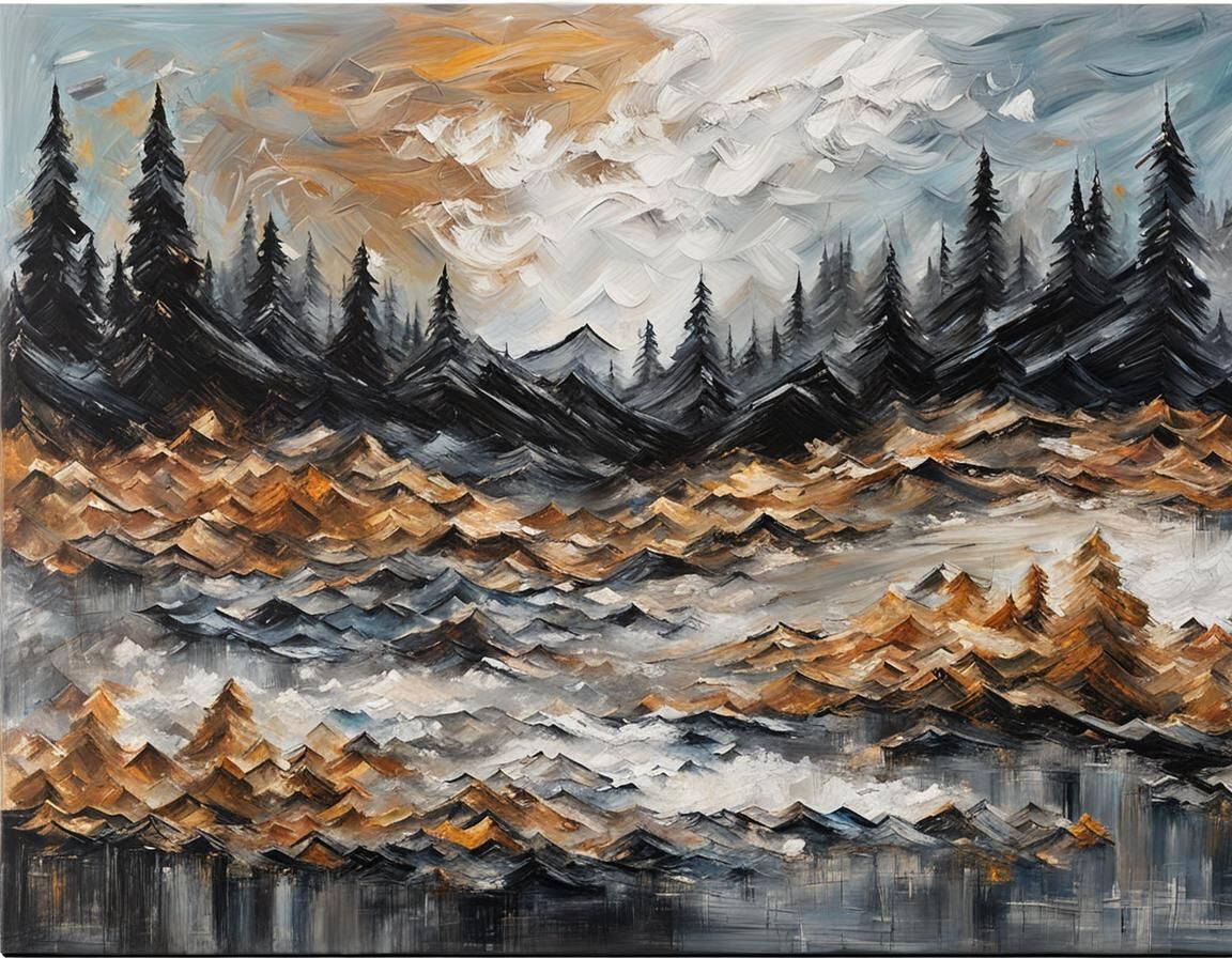 A textured abstract landscape with impasto acrylics and collage ...