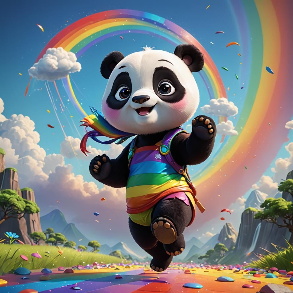 Happy Rainbow Panda - AI Generated Artwork - NightCafe Creator