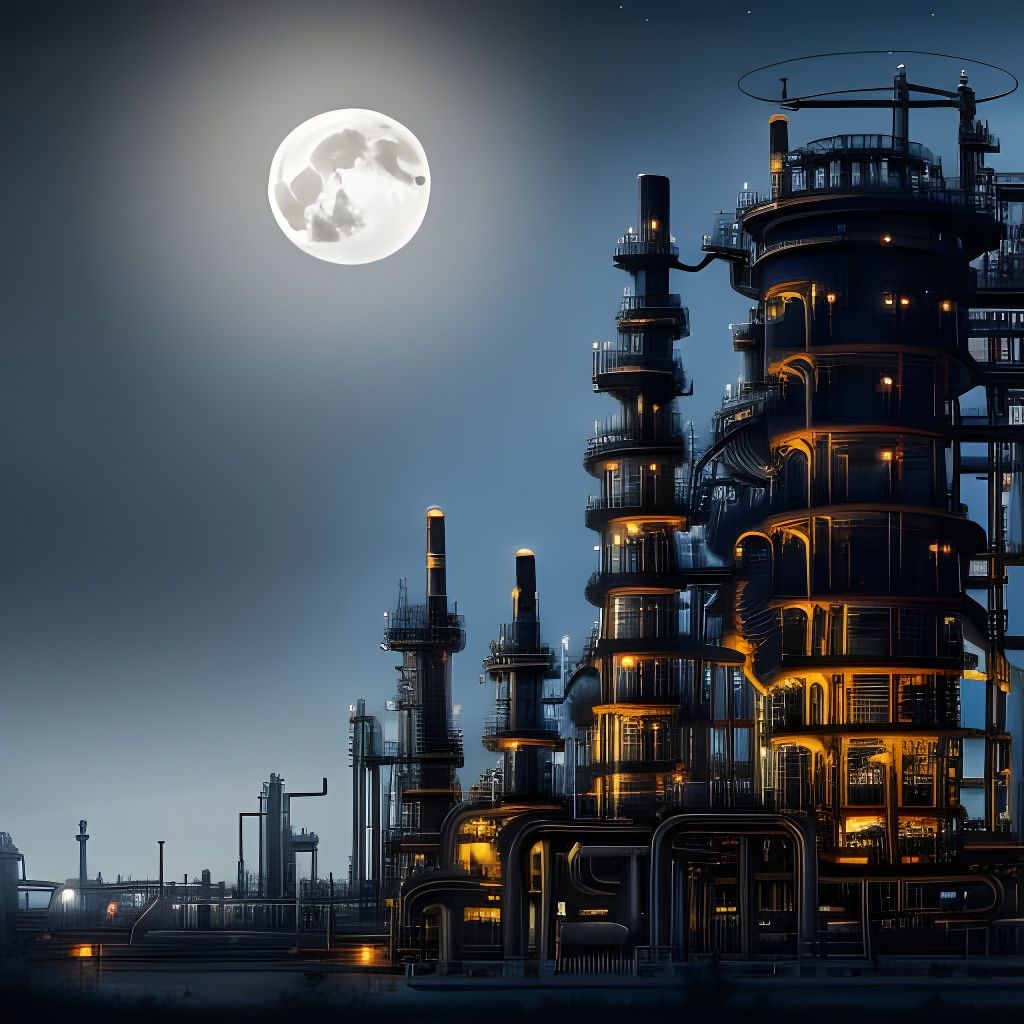 steampunk refinery at night - AI Generated Artwork - NightCafe Creator