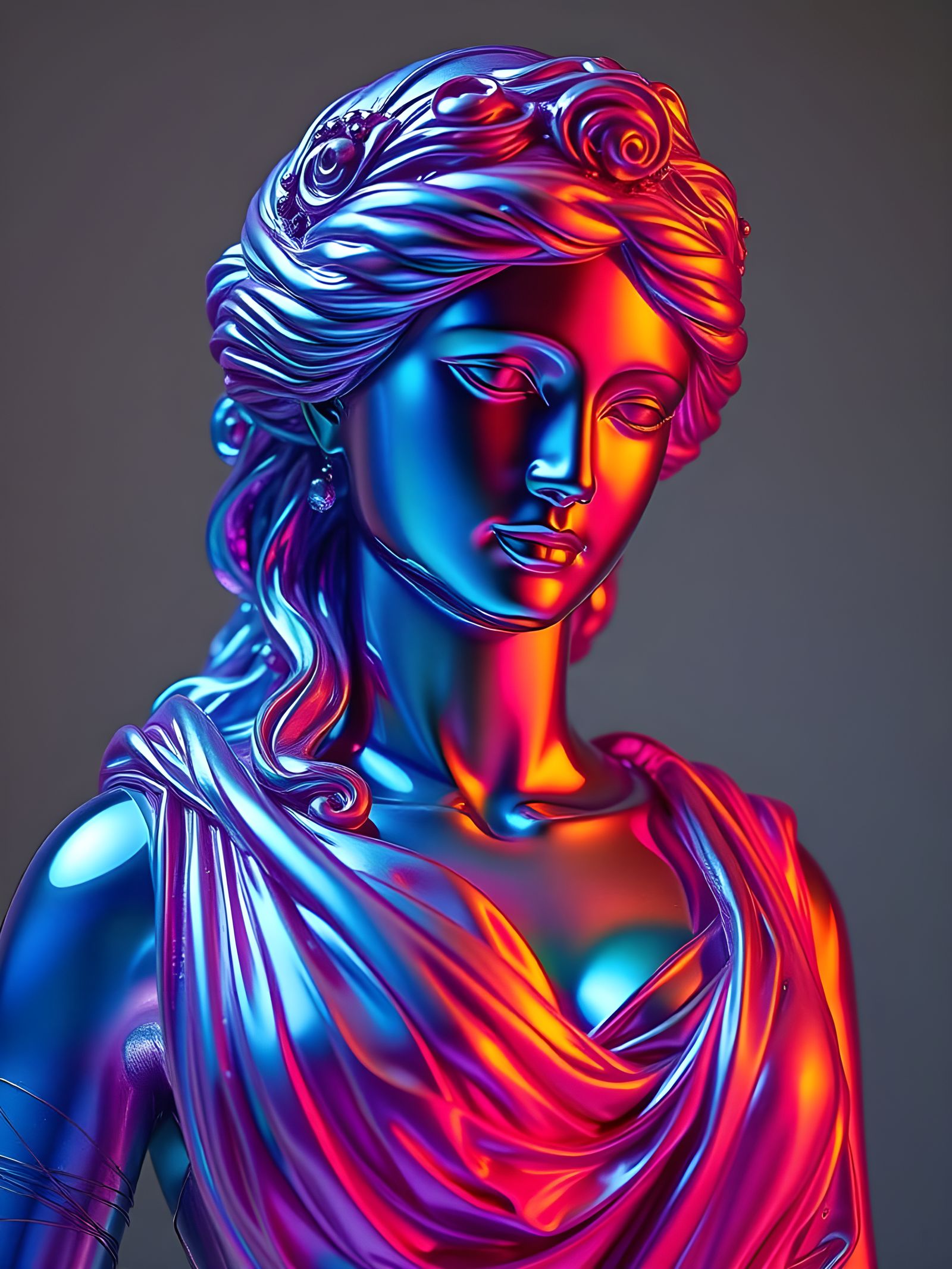 A glass statue of a Greek goddess color gradient hypermodernism ...