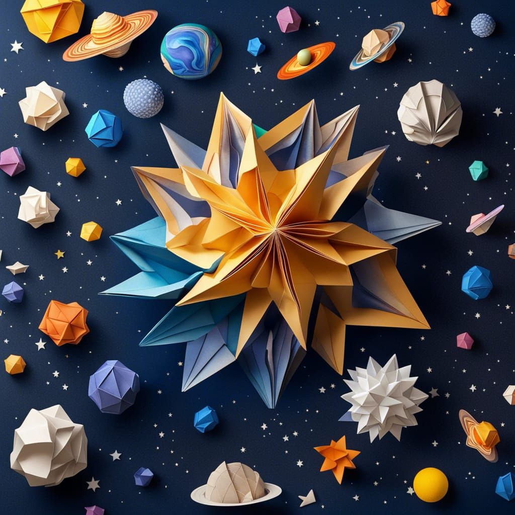 Origami paper folds papercraft, made of paper, stationery, 8K ...