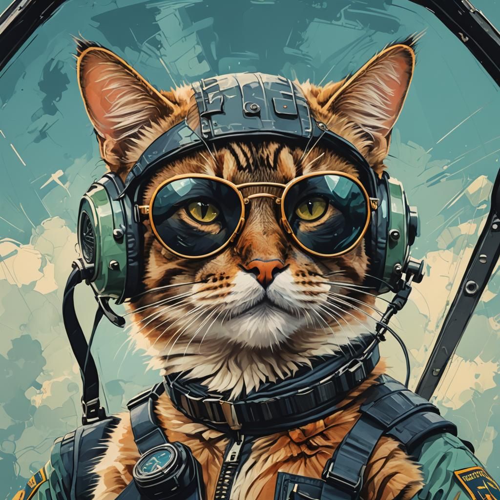 The pilot cat - AI Generated Artwork - NightCafe Creator