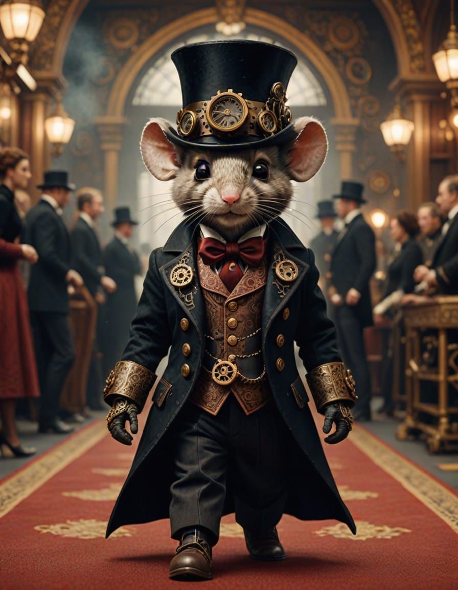 the mouse president - Steampunk Mouse in Elegant Attire