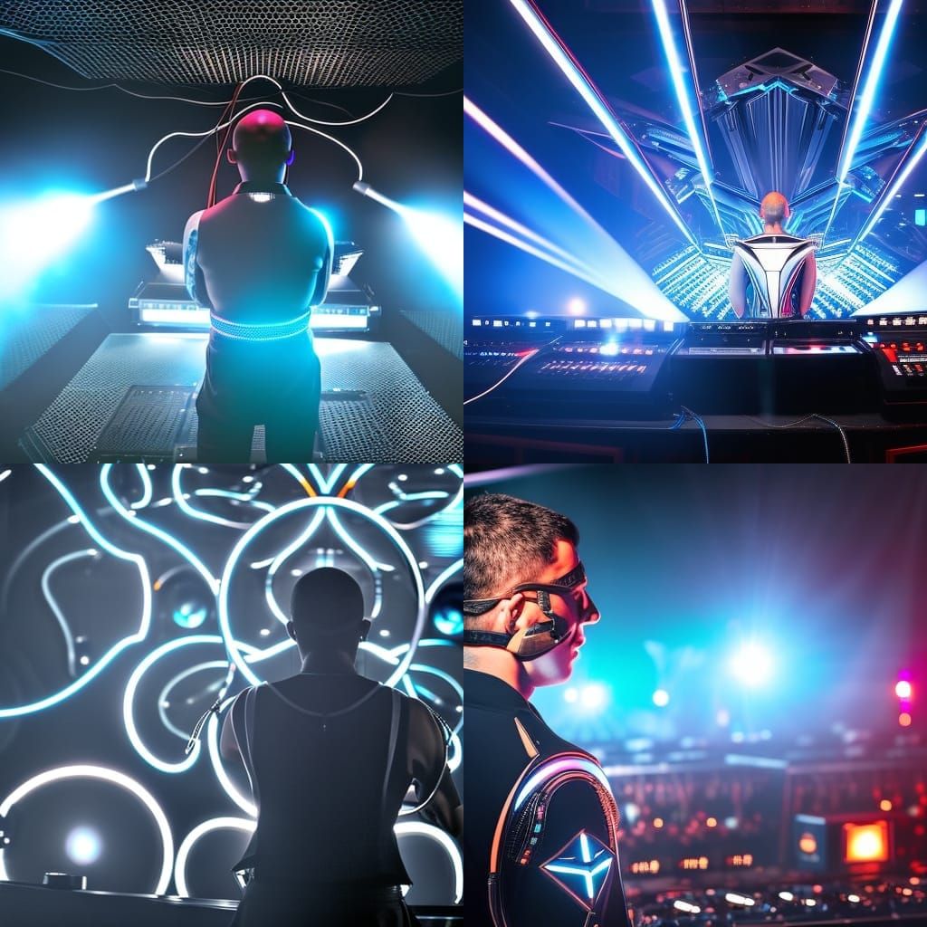 Cyborg DJ performing on stage at a club - AI Generated Artwork ...