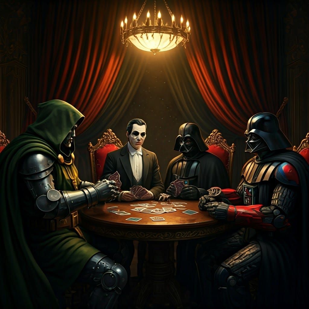 Epic Tabletop Duel: Cinematic Film Still of Iconic... - AI Art