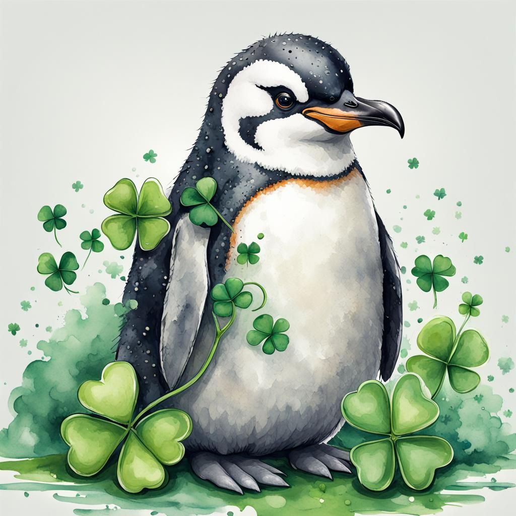 Saint Patrick's Day - Penguin - AI Generated Artwork - NightCafe Creator