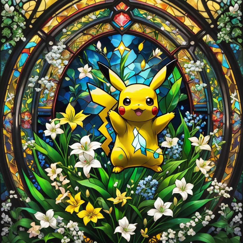 Stained glass Pikachu - AI Generated Artwork - NightCafe Creator