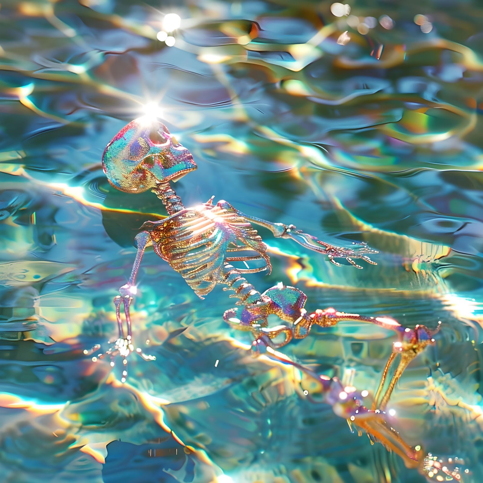 Crystal Skeleton, Morning Swim - AI Generated Artwork - NightCafe Creator