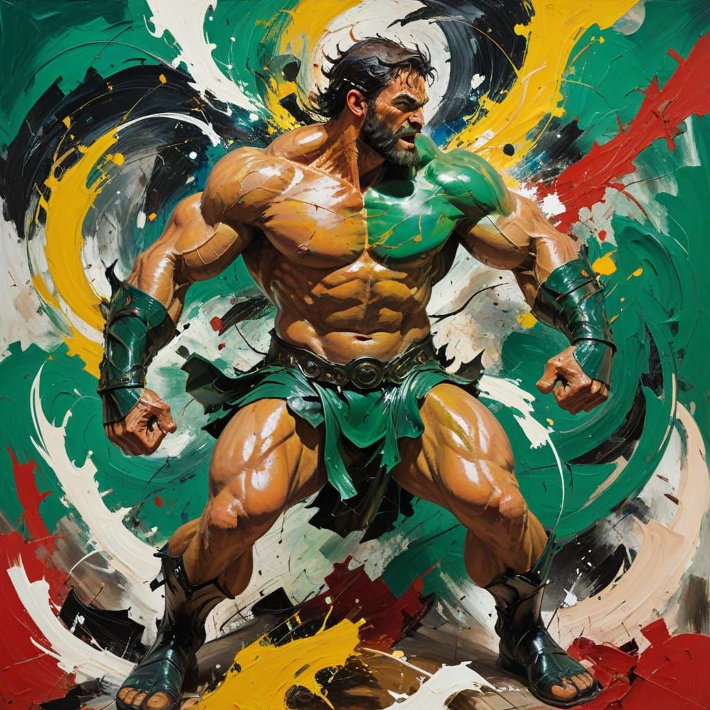 Hercules in an abstract painting - Hercules Battles the Hulk...