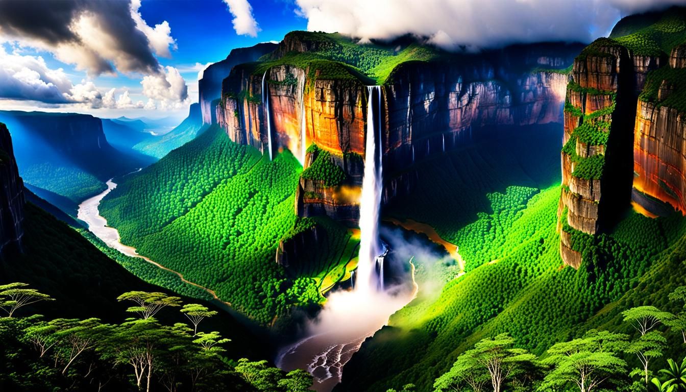 Angel Falls, world's tallest uninterrupted (waterfall:1.3), Canaima ...