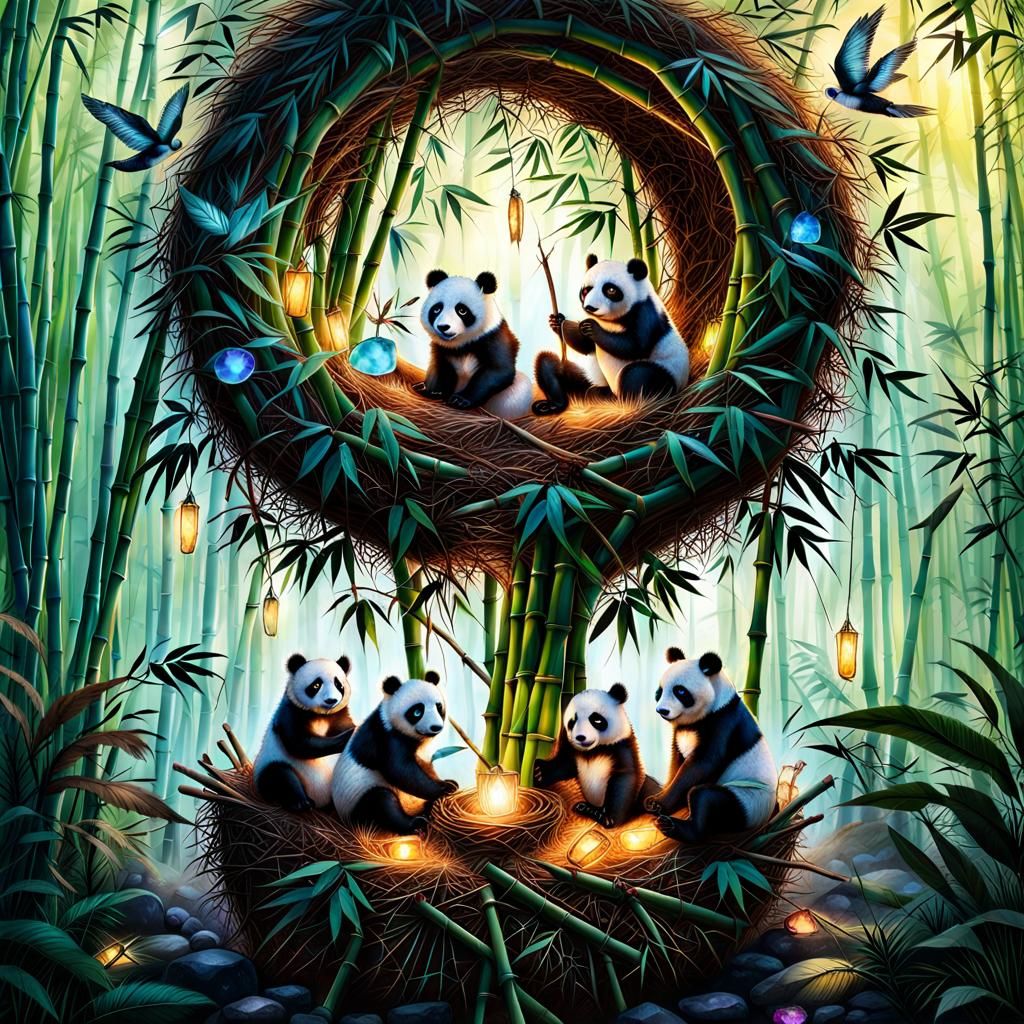 Panda nest - AI Generated Artwork - NightCafe Creator