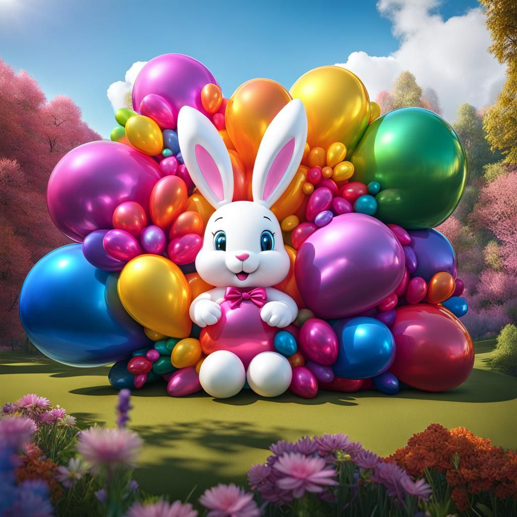 Bunny and Balloons - In the Park 2 - AI Generated Artwork - NightCafe ...