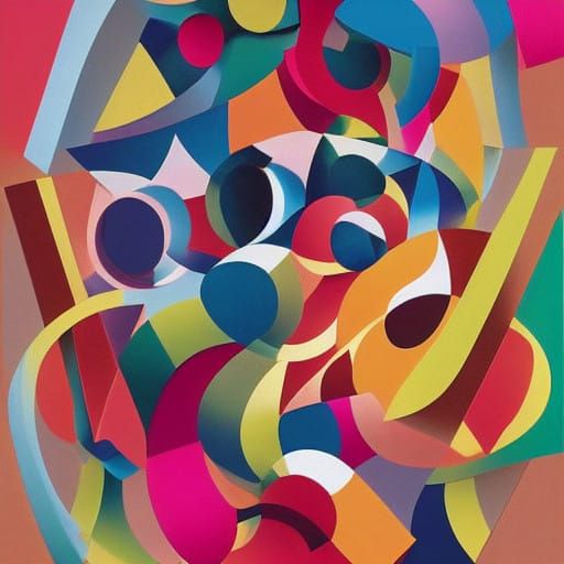 Geometric Avant-Garde Hand Puppet in Vibrant Cubis... - AI Art