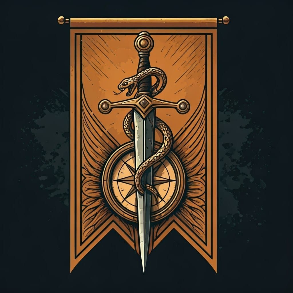 a medieval sigil - Medieval Sword Sigil with Snake