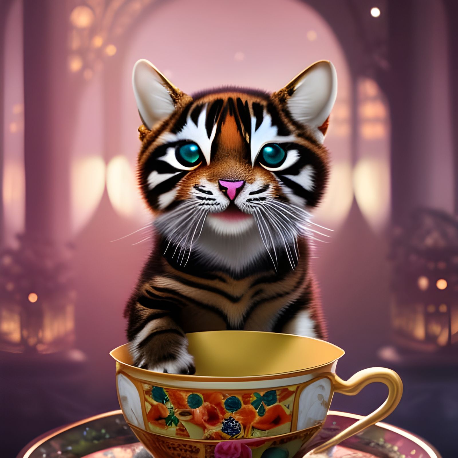 tiger coming out of a teacup - AI Generated Artwork - NightCafe Creator