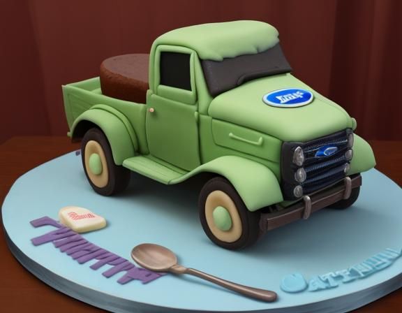 Cake in the shape of a Pick-up - AI Generated Artwork - NightCafe Creator