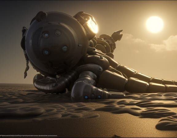 seashell shore intricate mech details, ground level shot, 8K resolution ...