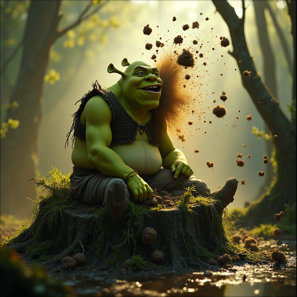 Shrek on a tree stump - Shrek on a Tree Stump in Eerie Swamp...