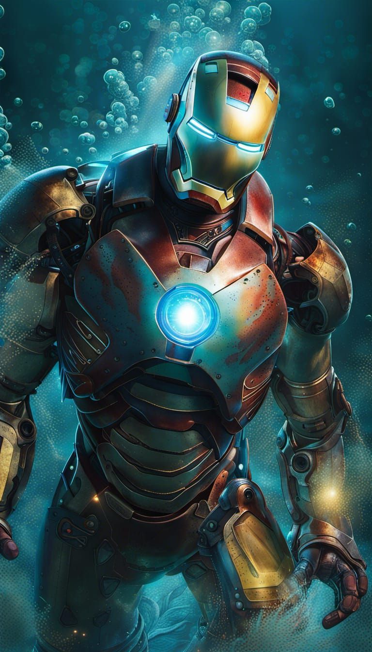 Iron Man under water - AI Generated Artwork - NightCafe Creator