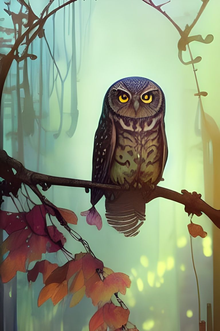 Mysterious mystic owls full portrait, watercolor wet brush art, by Greg ...