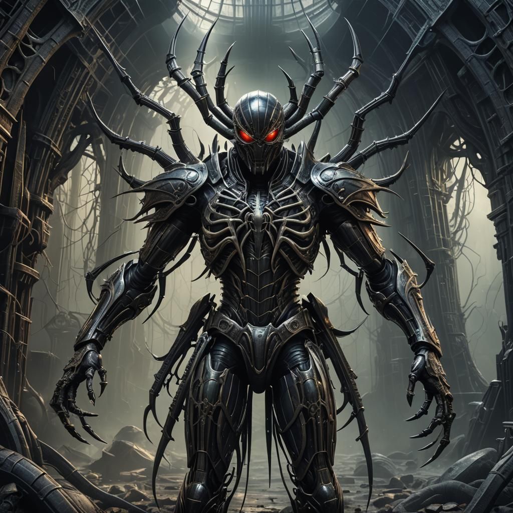 Spider Knight in the style of H. R. Giger #2 - AI Generated Artwork ...