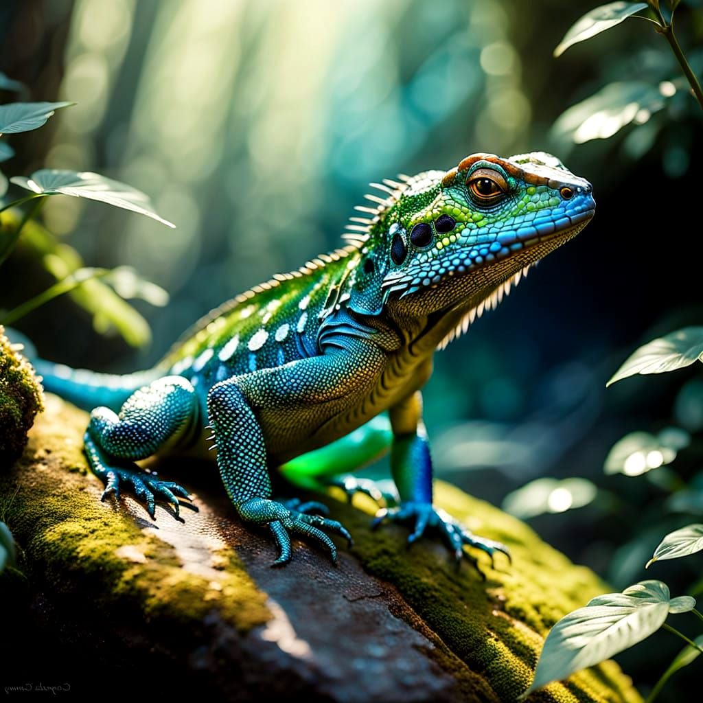 lizzy two - Surrealistic Masterpiece of a Lizard in Emeralds...