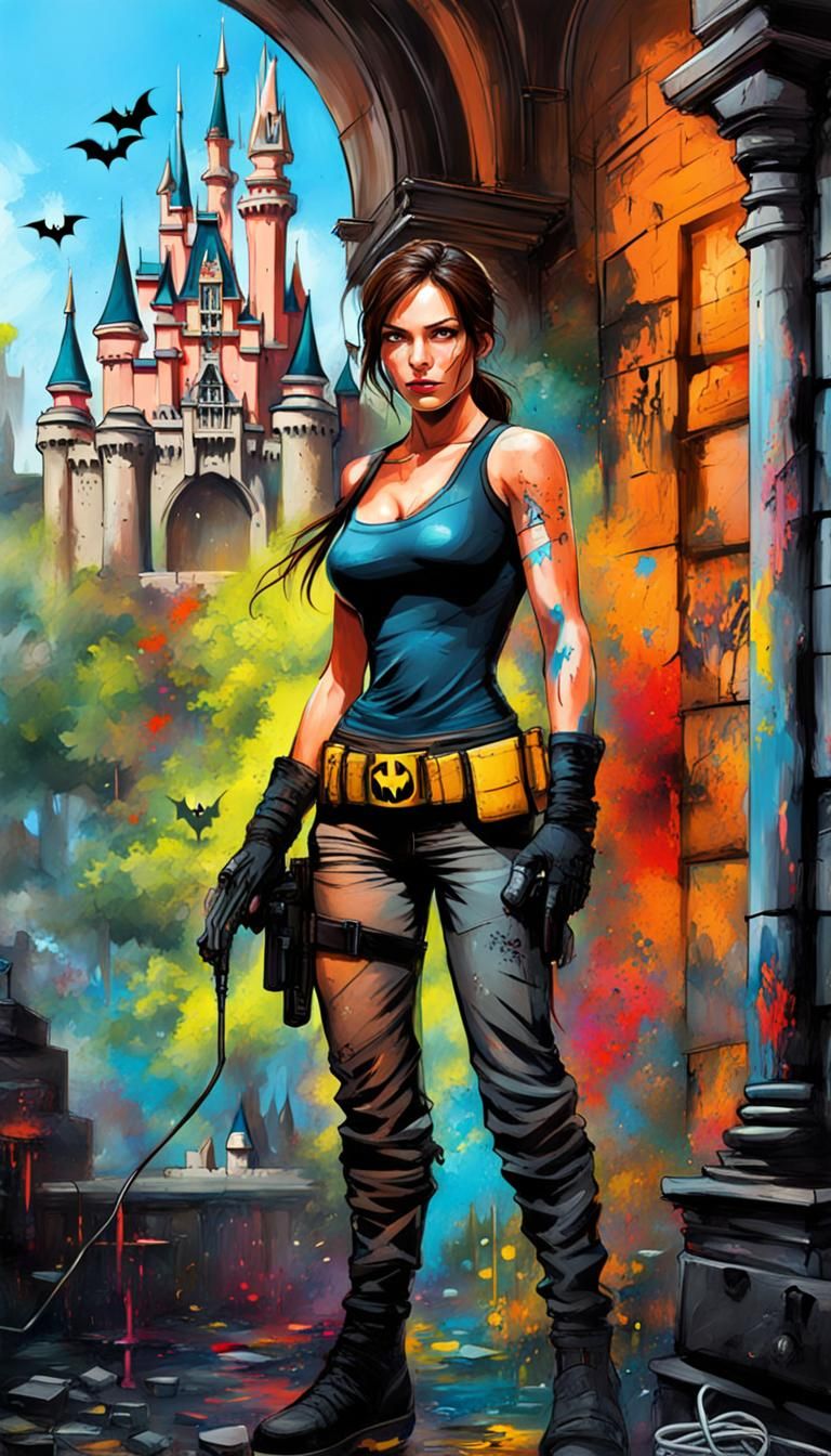 Lara Croft in Disney castle - AI Generated Artwork - NightCafe Creator