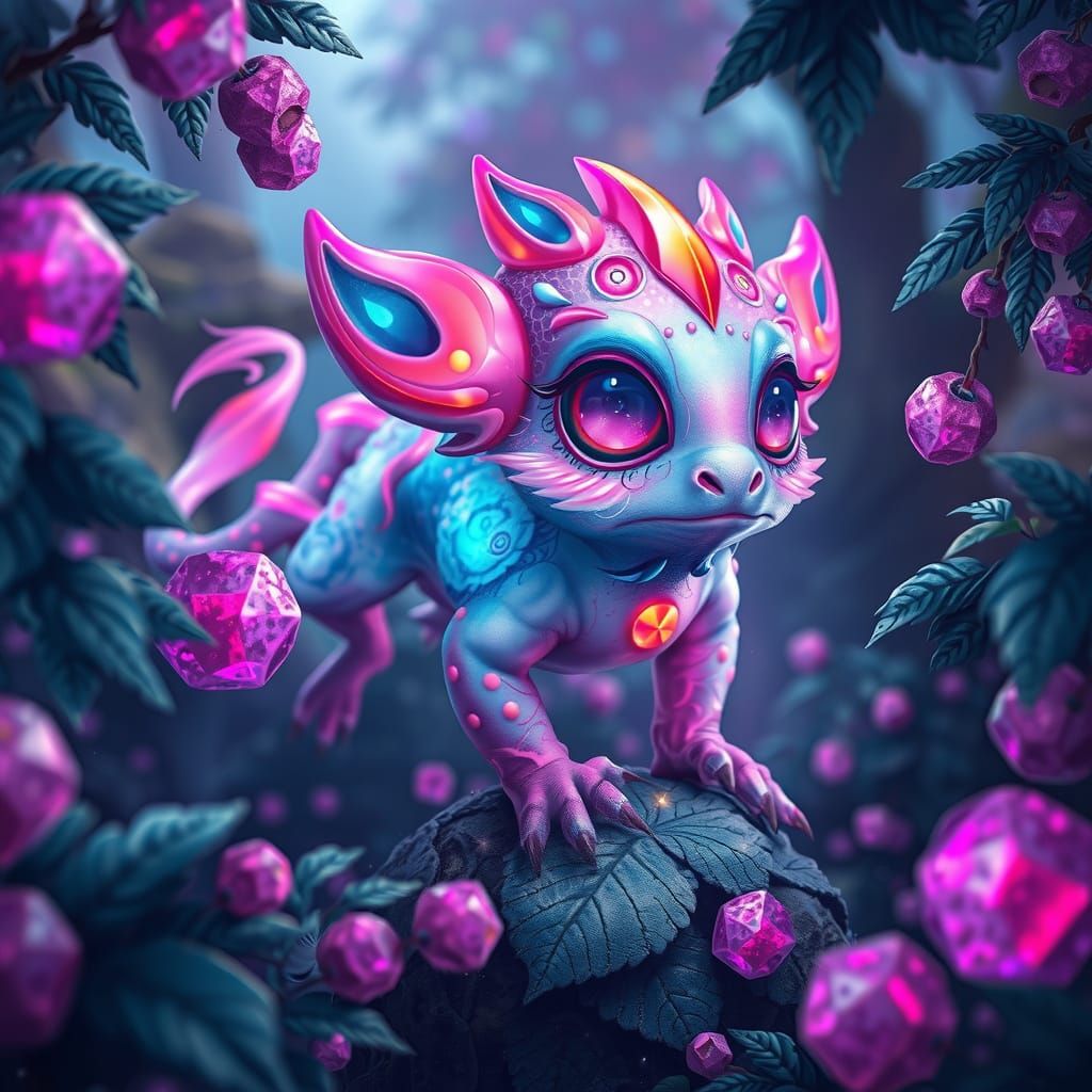 Prism Berry Monster Foo - Dreamlike Prism Creature Amidst Gl...