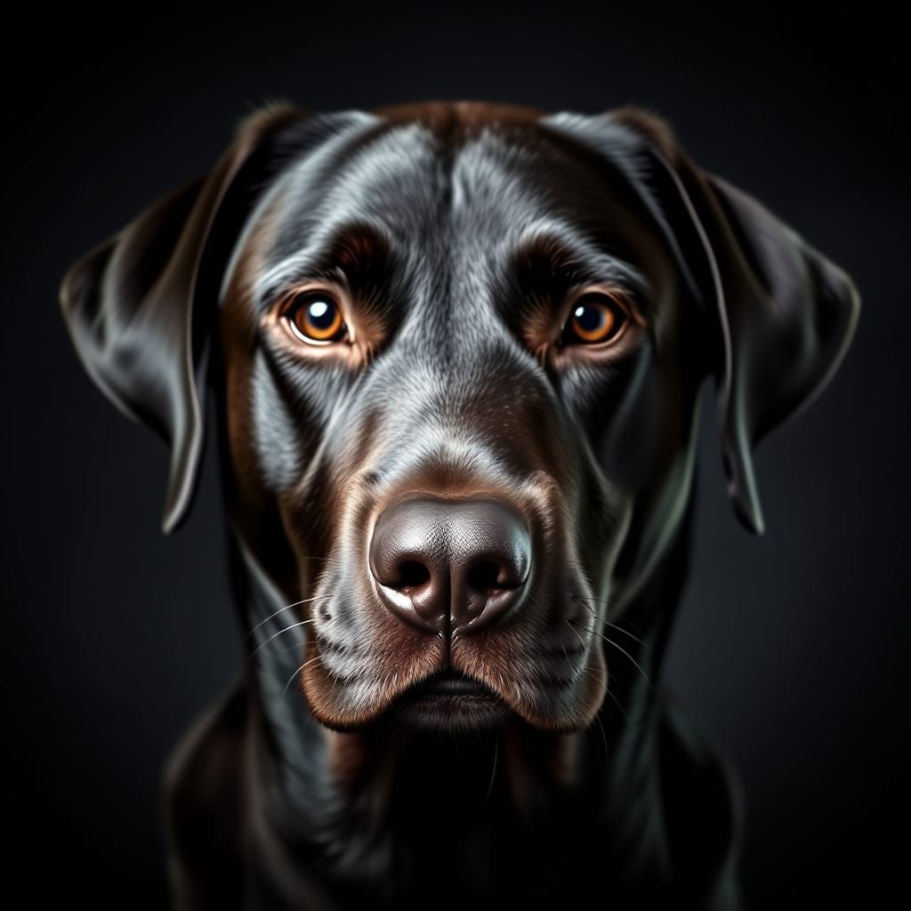 Surreal Labrador Portrait in Moody, Dark Aesthetic - AI Art