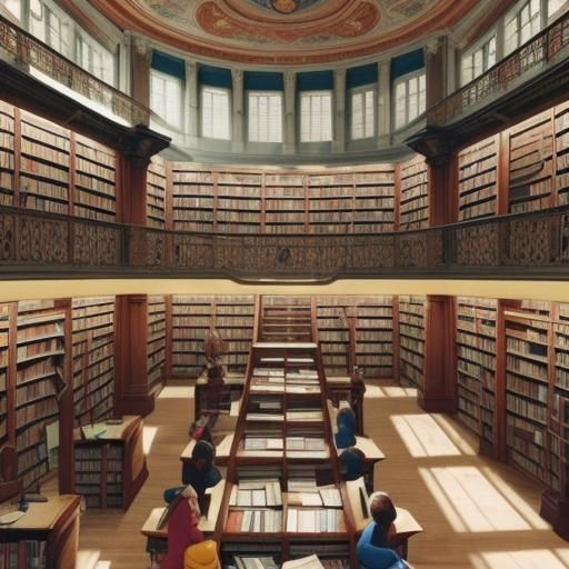 library full of colorful books - AI Generated Artwork - NightCafe Creator